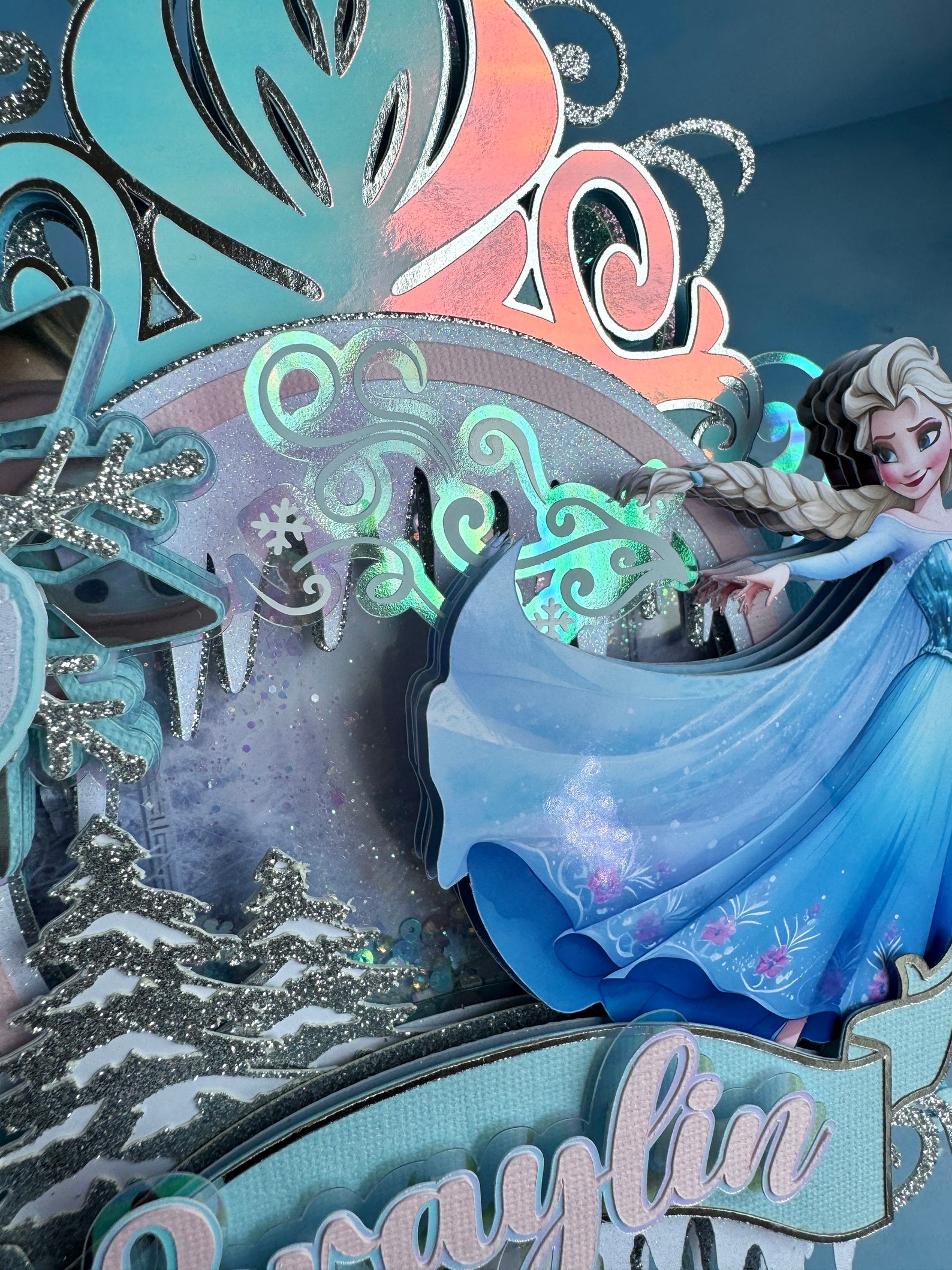 Frozen Elsa Cake Topper W/ Confetti & LED Lights Frozen Anna Elsa Olaf ...