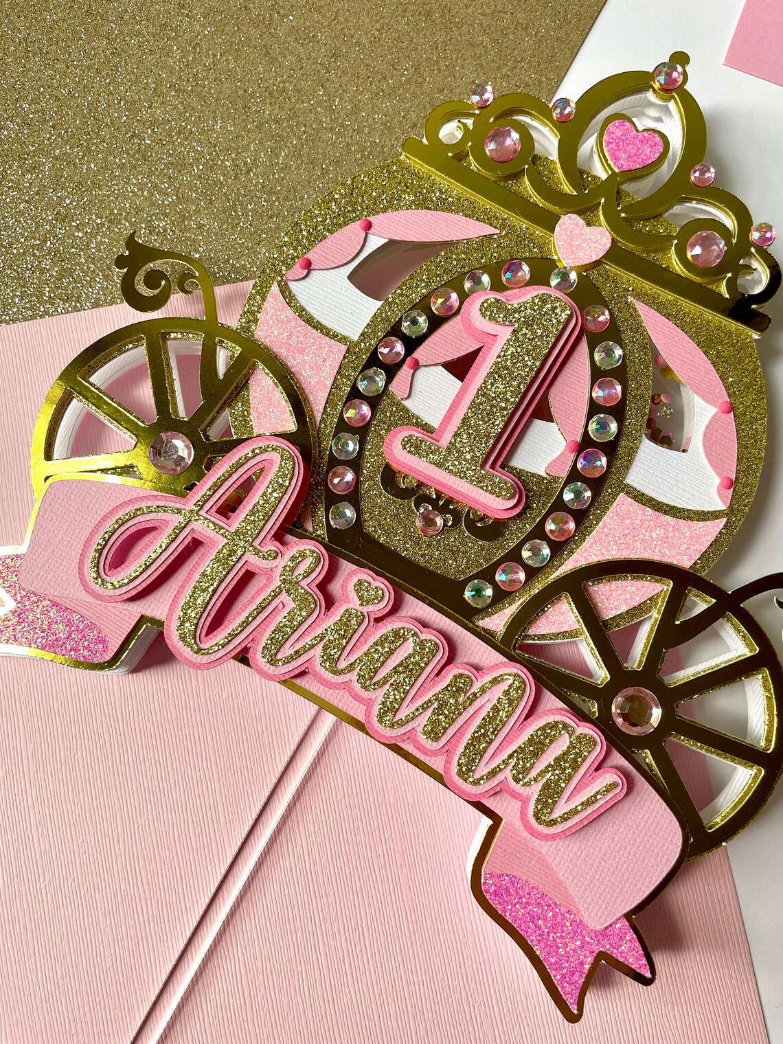 Royal Princess Cake Topper With Confetti & LED Lights - Etsy