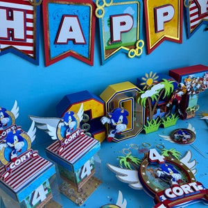 Sonic Hedgehog Birthday Banner Amy Rose Knuckles Tails Party Decor - Etsy