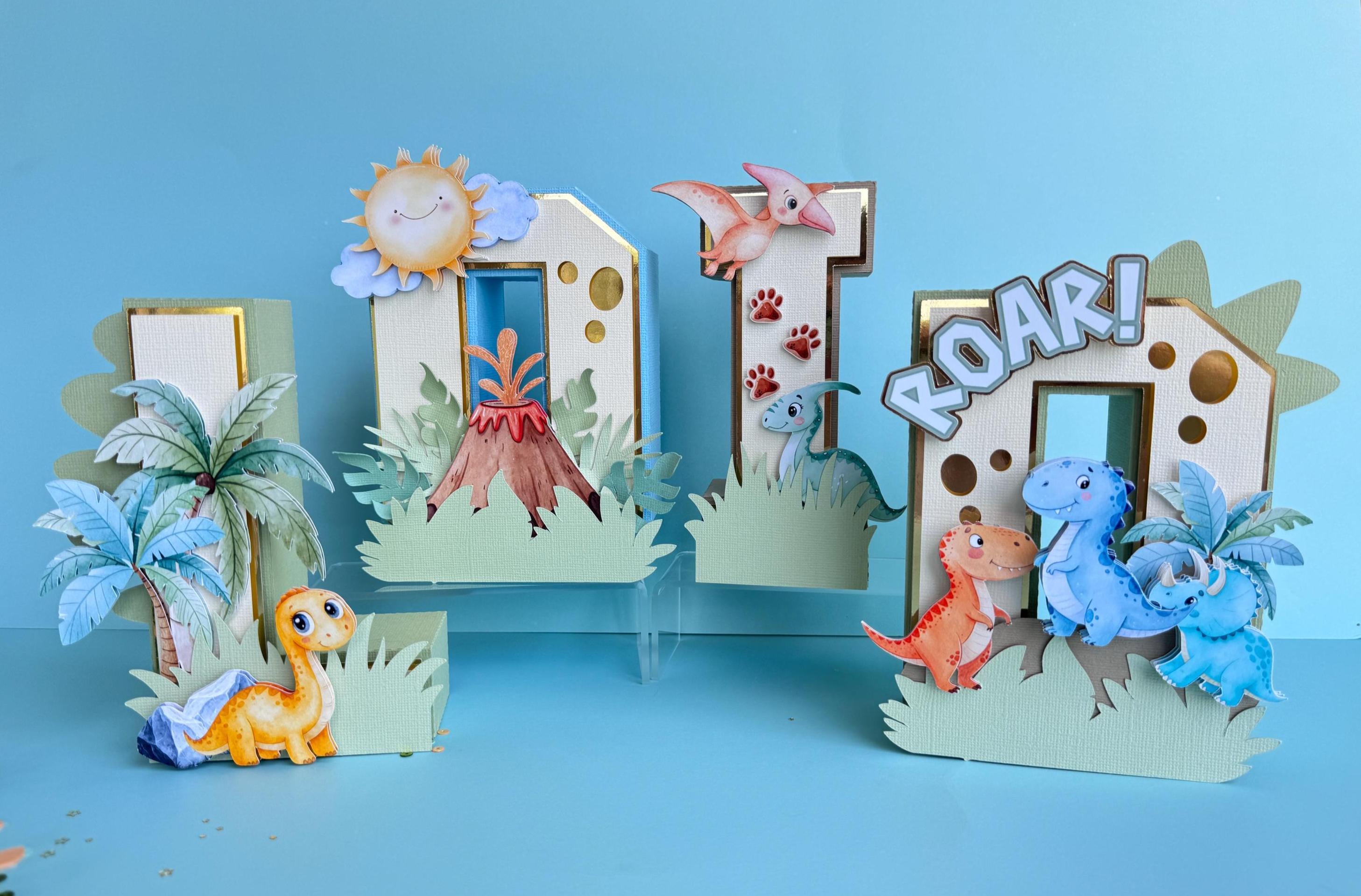 Baby Dinosaur 3D Letters Wild One Party Decor First Birthday Dino ...