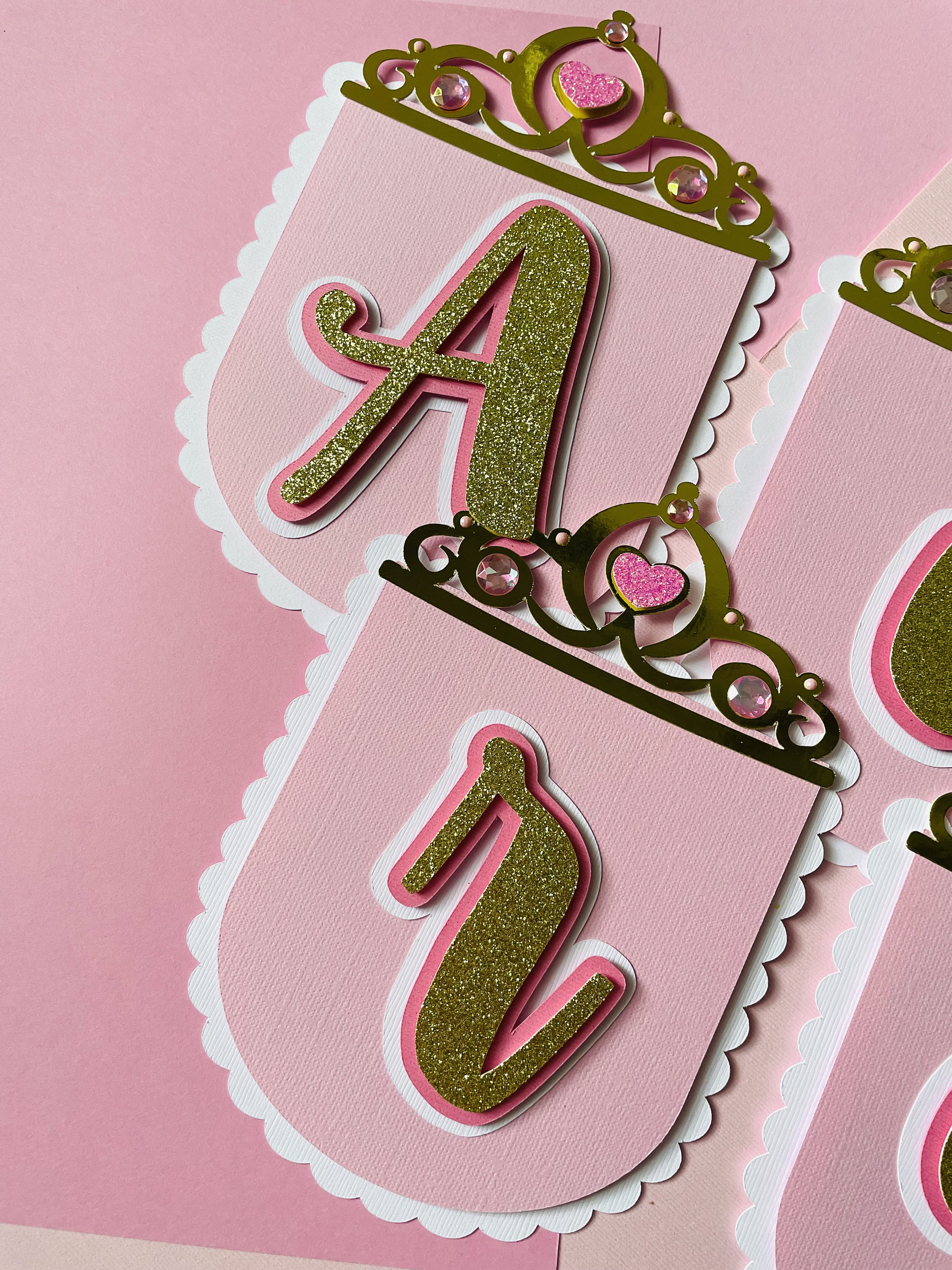Princess Birthday Banner, Princess Name Banner, Royal Pink & Gold ...