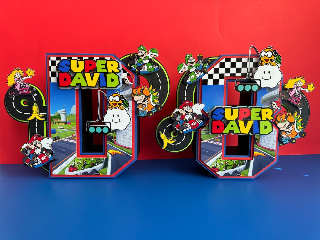 Mario Kart 3D Letters Super Mario Birthday Party Luigi Princess Peach ...