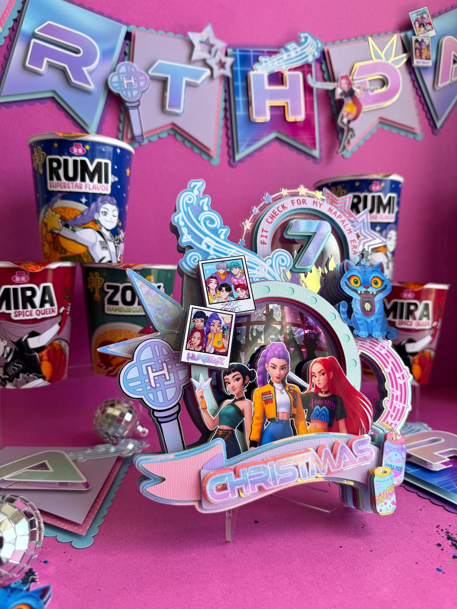 Huntrix Cake Topper Kpop Demon Hunters Party Decor Saja Boys Birthday ...