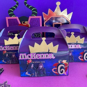 Descendants Favor Boxes Mal & Evie Party Decor Villains Gable Box ...