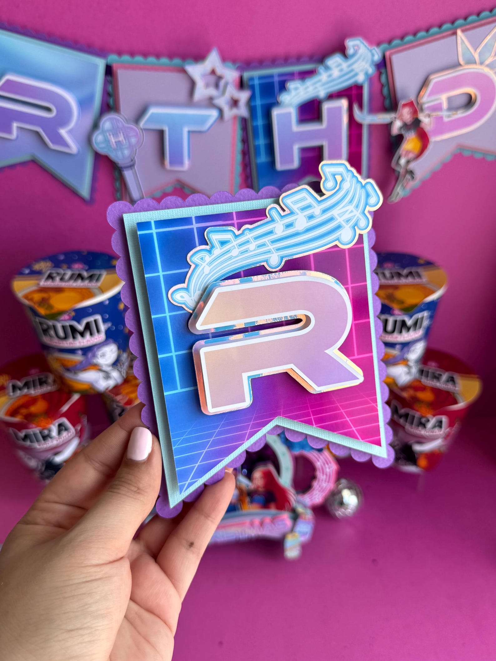 Huntrix Birthday Banner Kpop Demon Hunters Party Decor Saja Boys ...