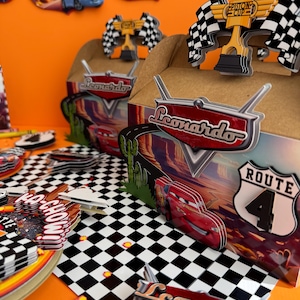 Cars Gable Box Lightning Mcqueen Party Decor Two Fast One Ka-chow ...