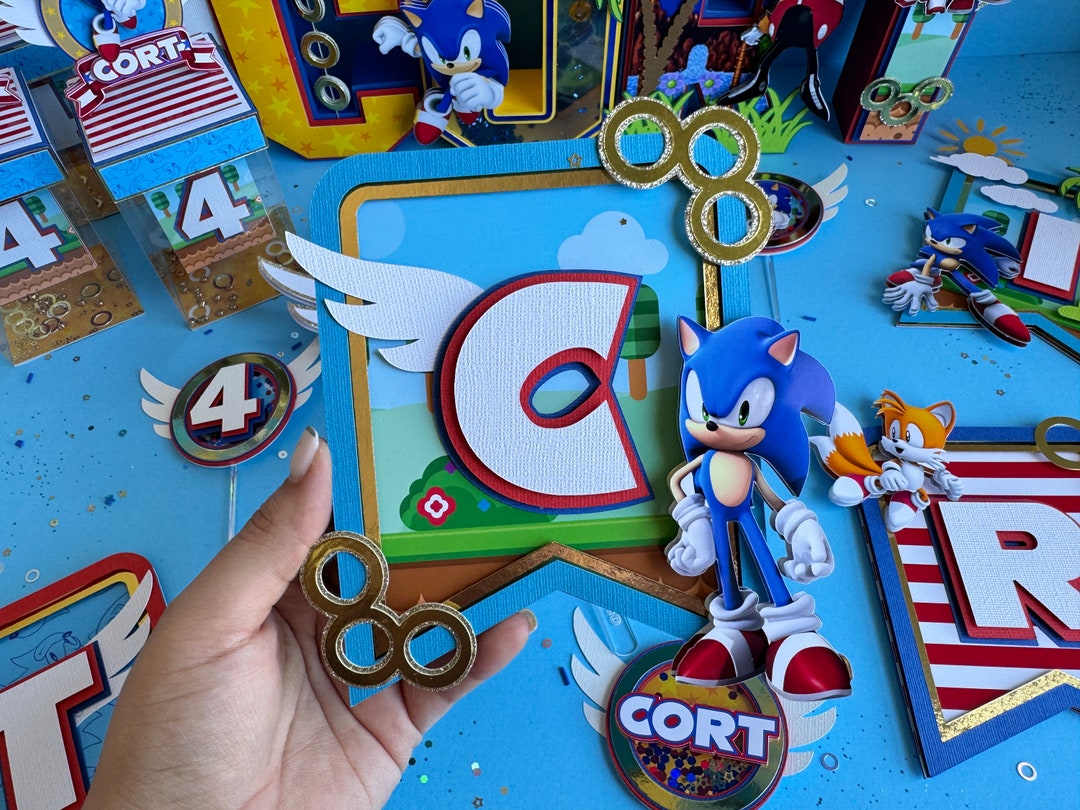 Sonic Hedgehog Birthday Banner Amy Rose Knuckles Tails Party Decor Etsy