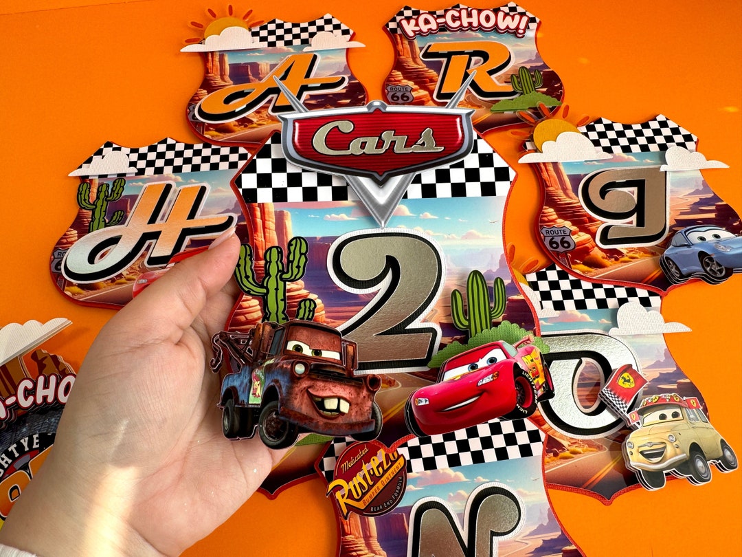 CARS Birthday Banner Lightning Mcqueen Party Decor Two Fast One Ka-chow - Etsy