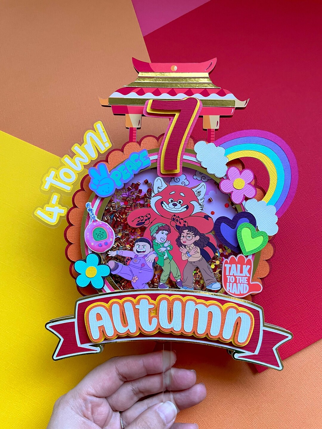 Turning Red Cake Topper Birthday Party Decor 4-town Meilin - Etsy