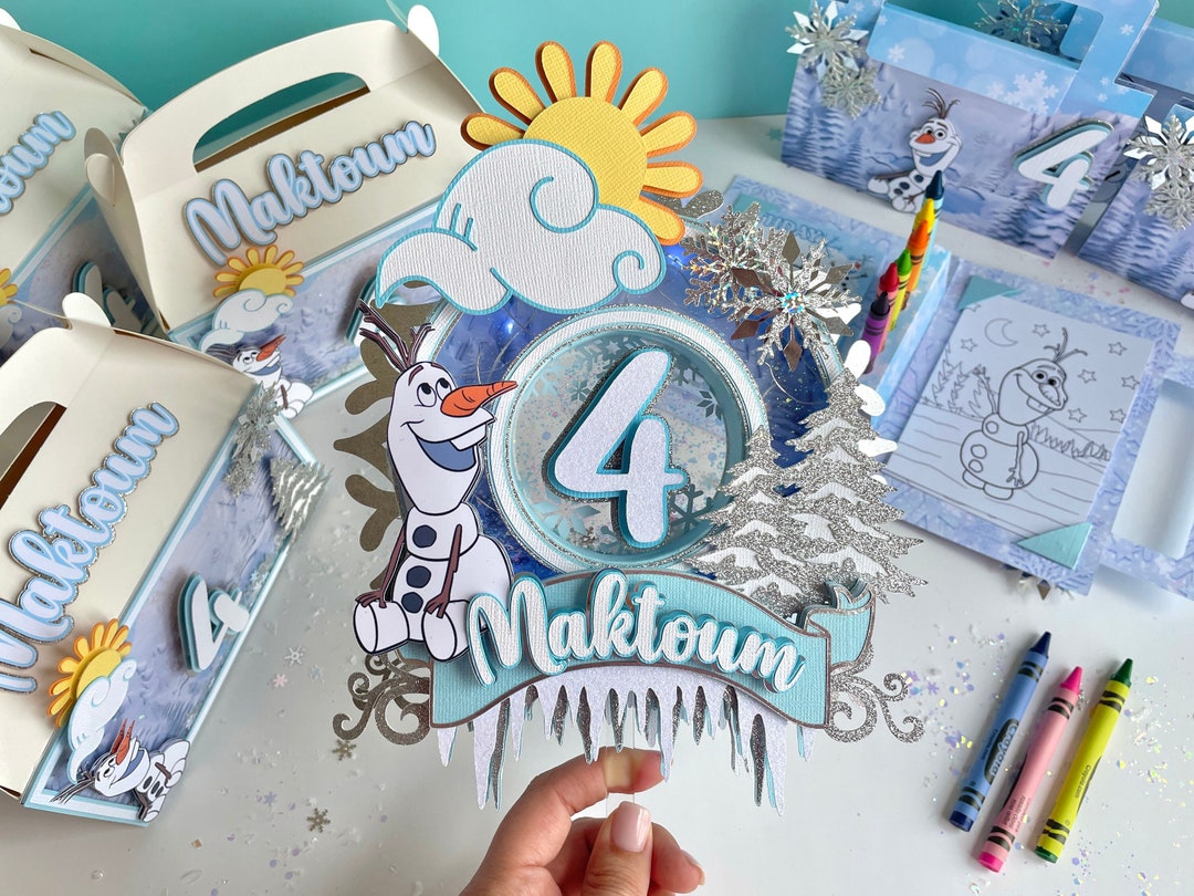 Olaf Cake Topper W/ Confetti & LED Lights Frozen Party Decor Elsa Anna ...