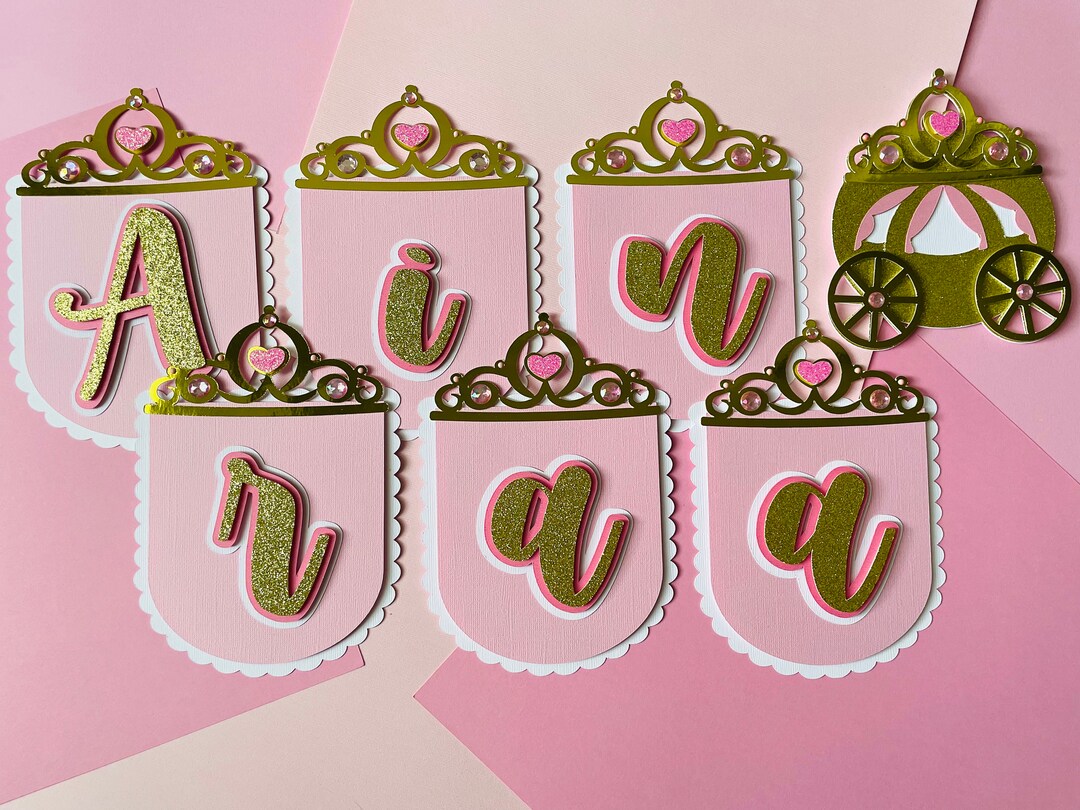 Princess Birthday Banner, Princess Name Banner, Royal Pink & Gold ...