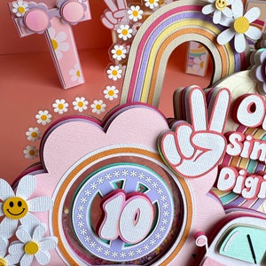 Peace Out Single Digits Cake Topper W/ Confetti & LED Lights Groovy ...