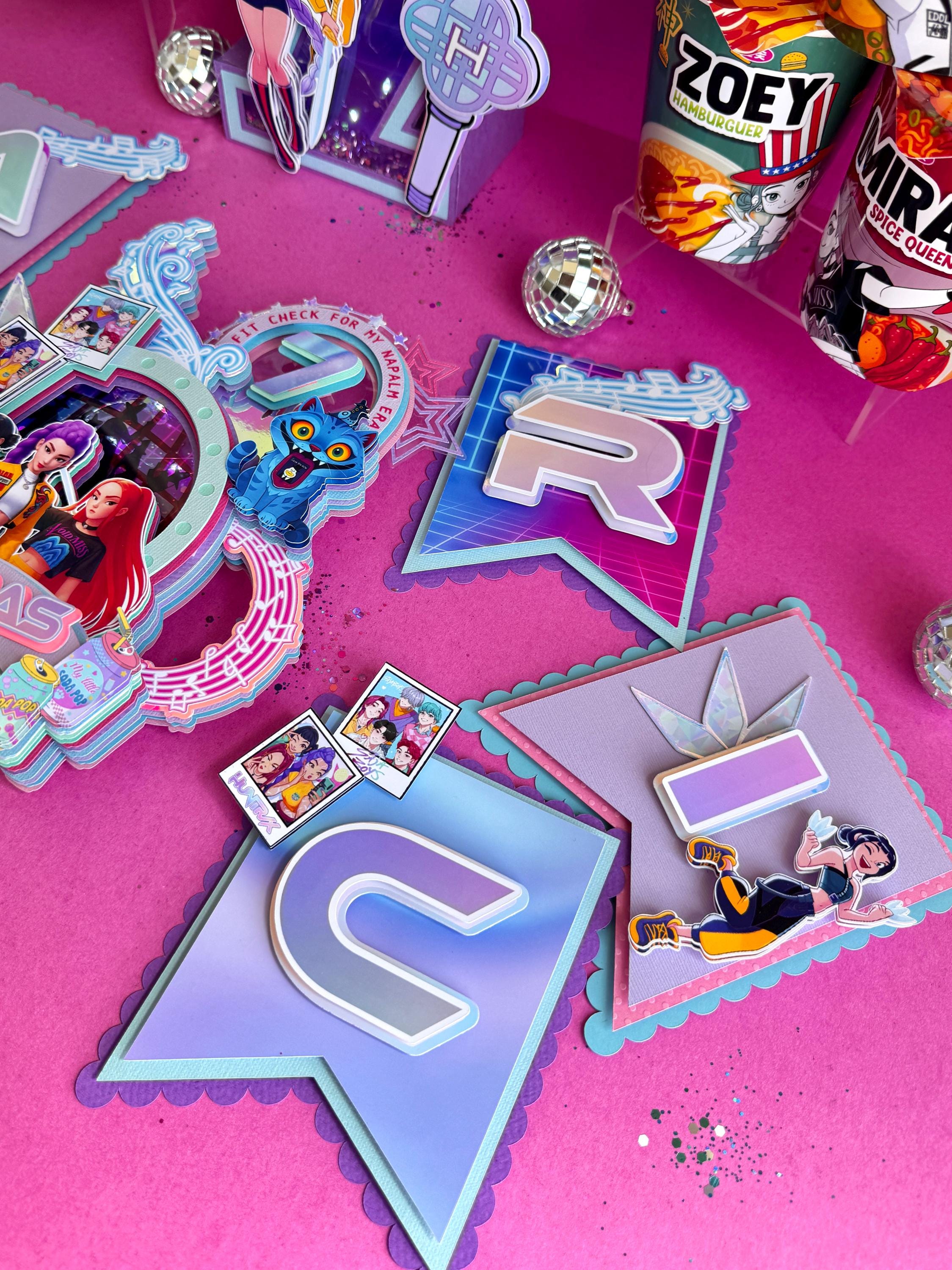 Huntrix Birthday Banner Kpop Demon Hunters Party Decor Saja Boys ...