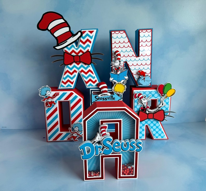 Custom 3D Letters Birthday Green Eggs & Ham Cat Dr Party Decor - Etsy