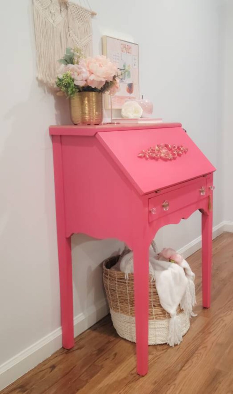 Pink Secretary Desk ,side Table Vanity - Etsy
