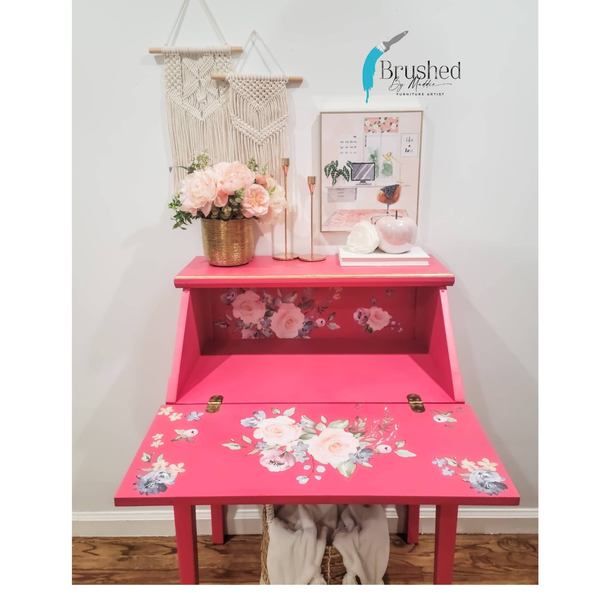Pink Secretary Desk ,side Table Vanity - Etsy