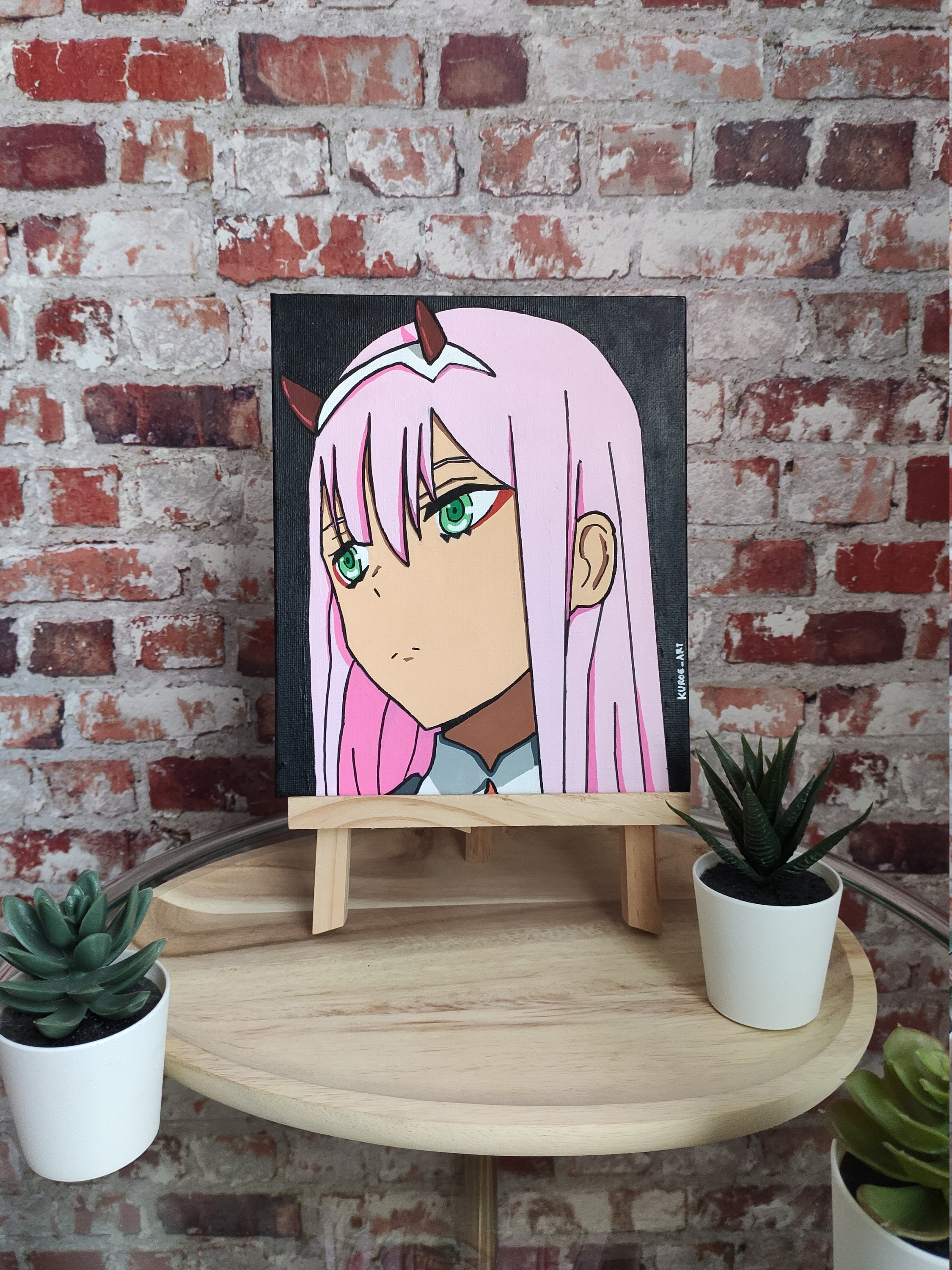 Dibujo de Zero Two personaje anime en un lienzo perfecto para | Etsy España