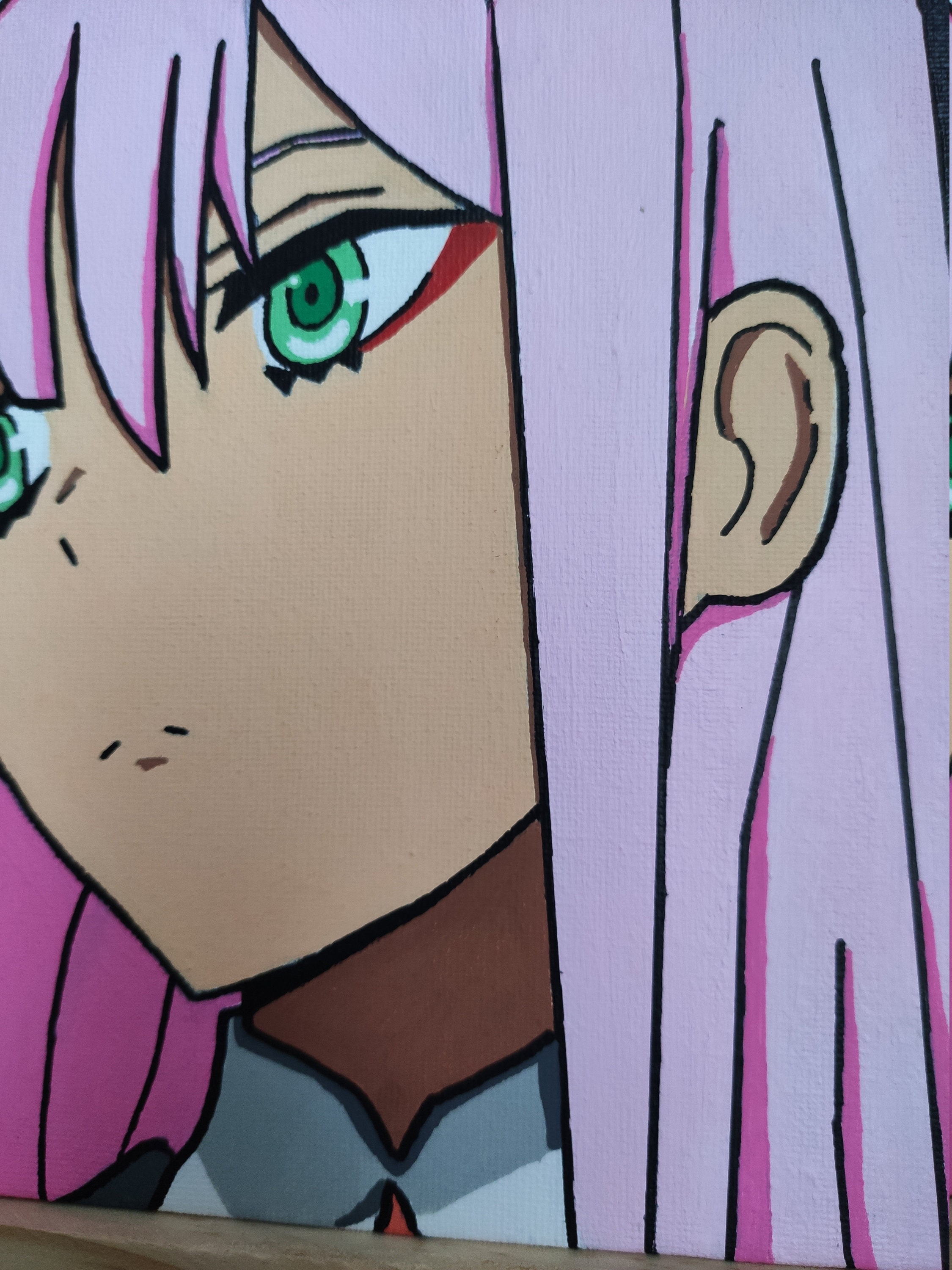 Dibujo de Zero Two personaje anime en un lienzo perfecto para | Etsy España