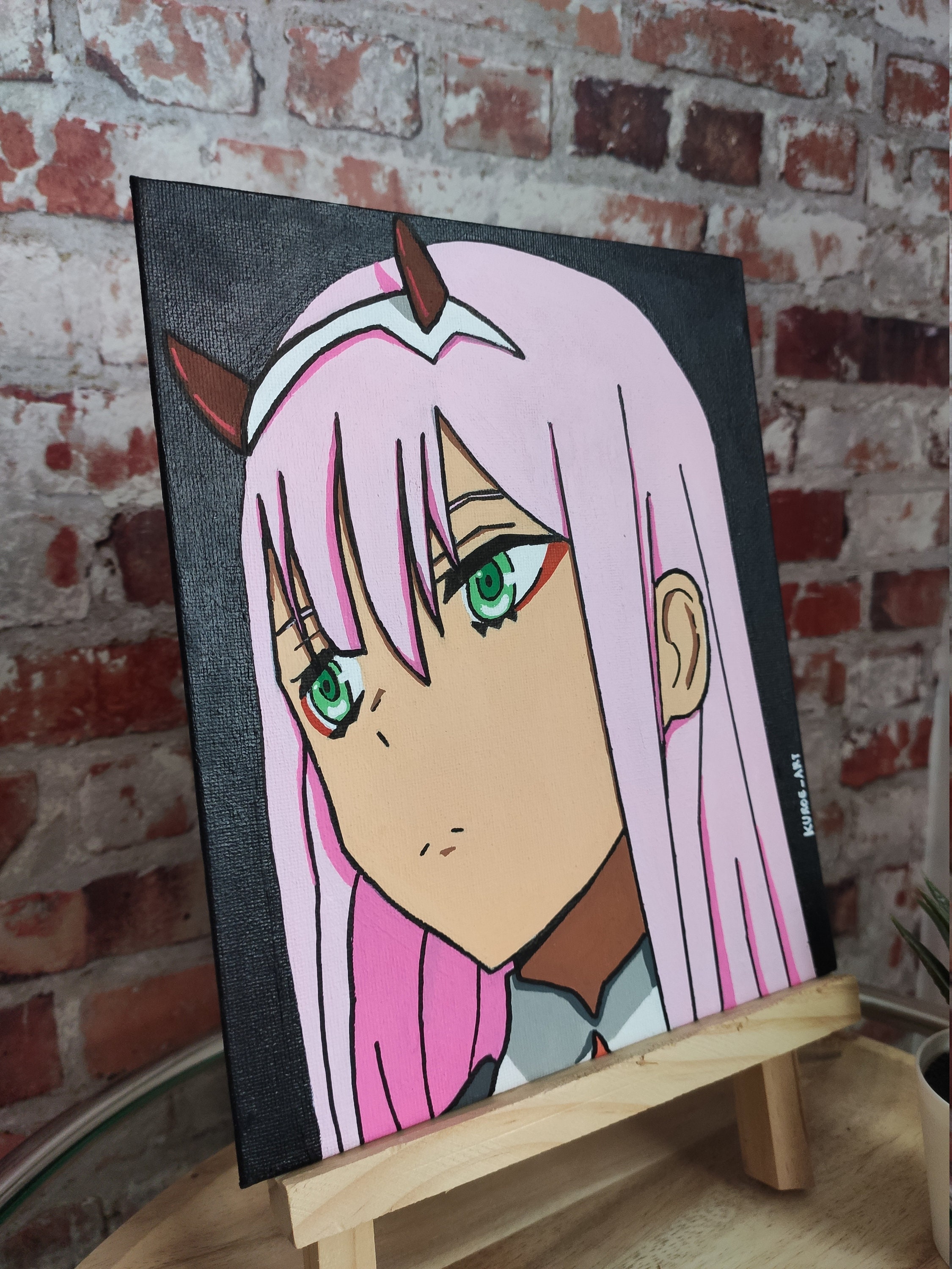 Dibujo de Zero Two personaje anime en un lienzo perfecto para - Etsy España