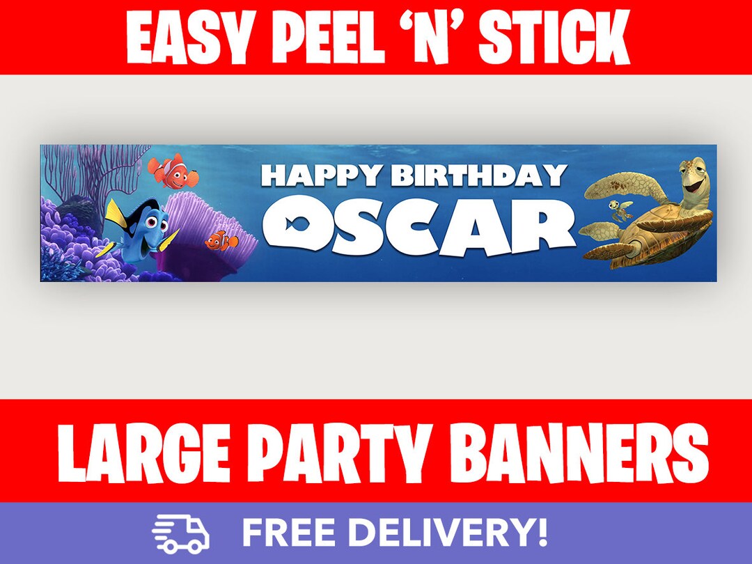 Finding Nemo Disney Personalised Kids Birthday Party Self Adhesive ...