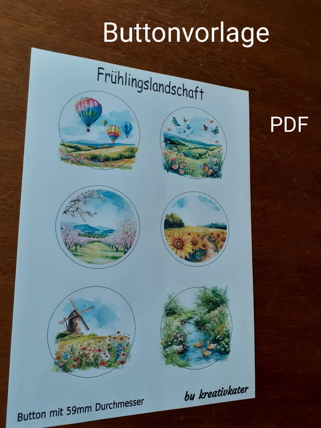 Button Template Spring Landscape Digital - Etsy