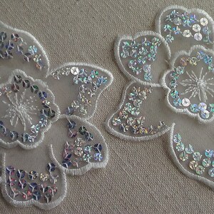 Silver Sequin Flower Applique- Pair - Etsy