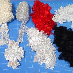 Lace and Applique Bundle: 9 Yards Beaded Trim, 40 Embellishments - Etsy