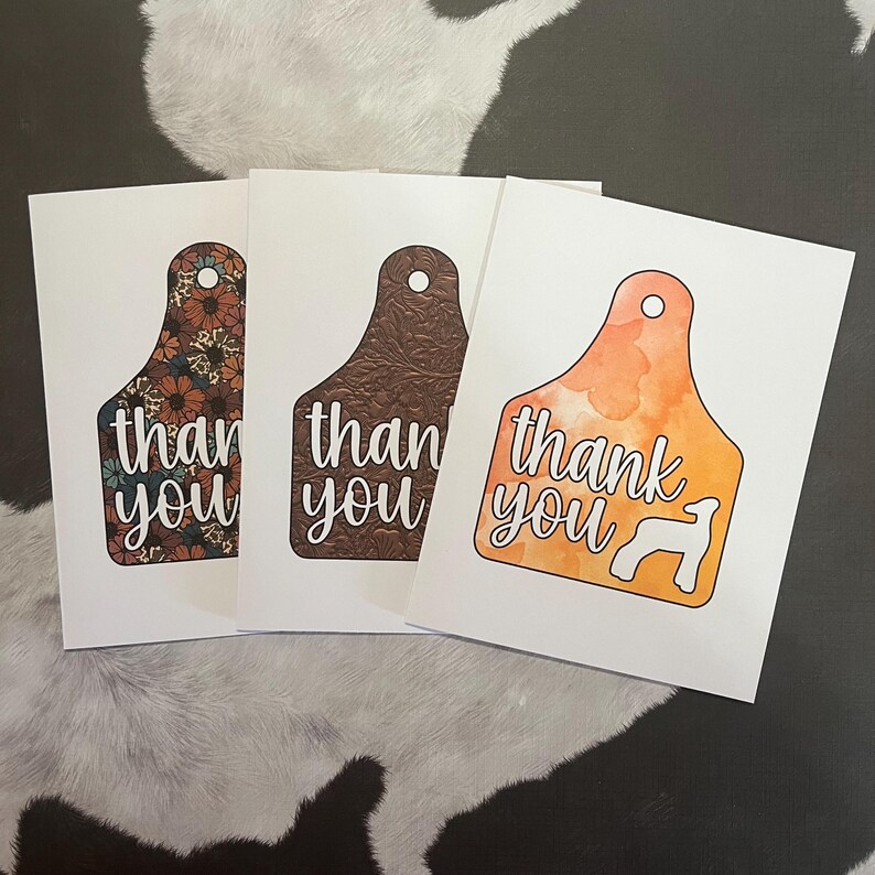 SIX PACK Livestock Ear Tag Thank You Cards | Mutliple Designs - Etsy