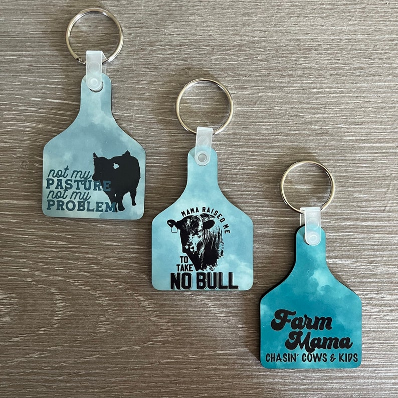 Ear Tag Keychains | Multiple Designs - Etsy