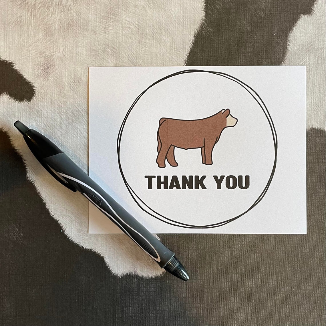 SINGLE Simple Black Livestock Thank You Cards - Etsy