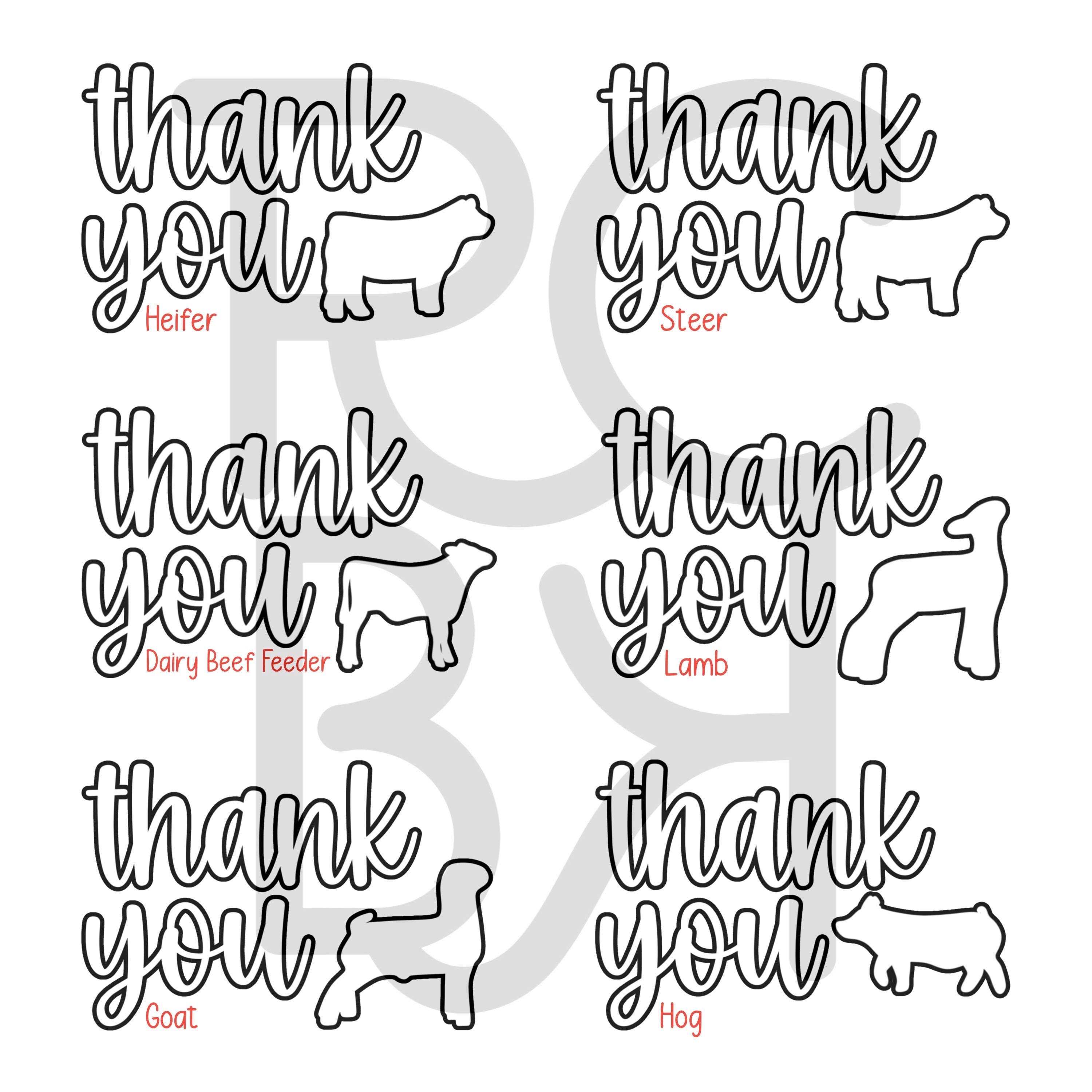 SIX PACK Livestock Ear Tag Thank You Cards | Mutliple Designs - Etsy