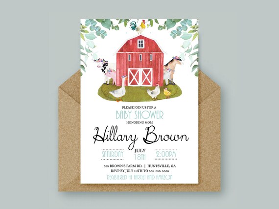 Farm Animal Baby Shower Template Baby Shower Boy Baby Shower - Etsy