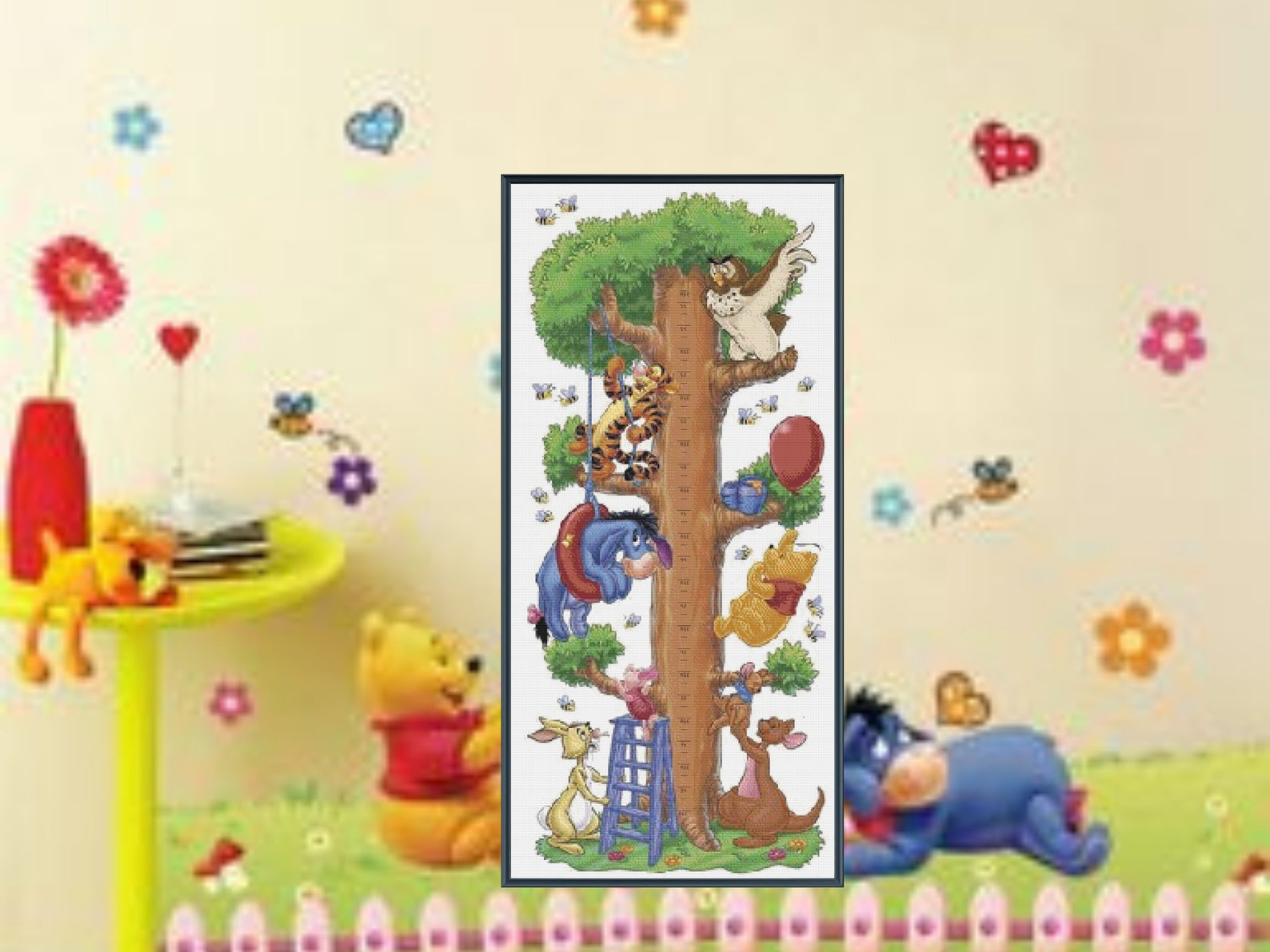 Child's Growth Chart Cross Stitch Pattern, Winnie the Pooh, Counted ...
