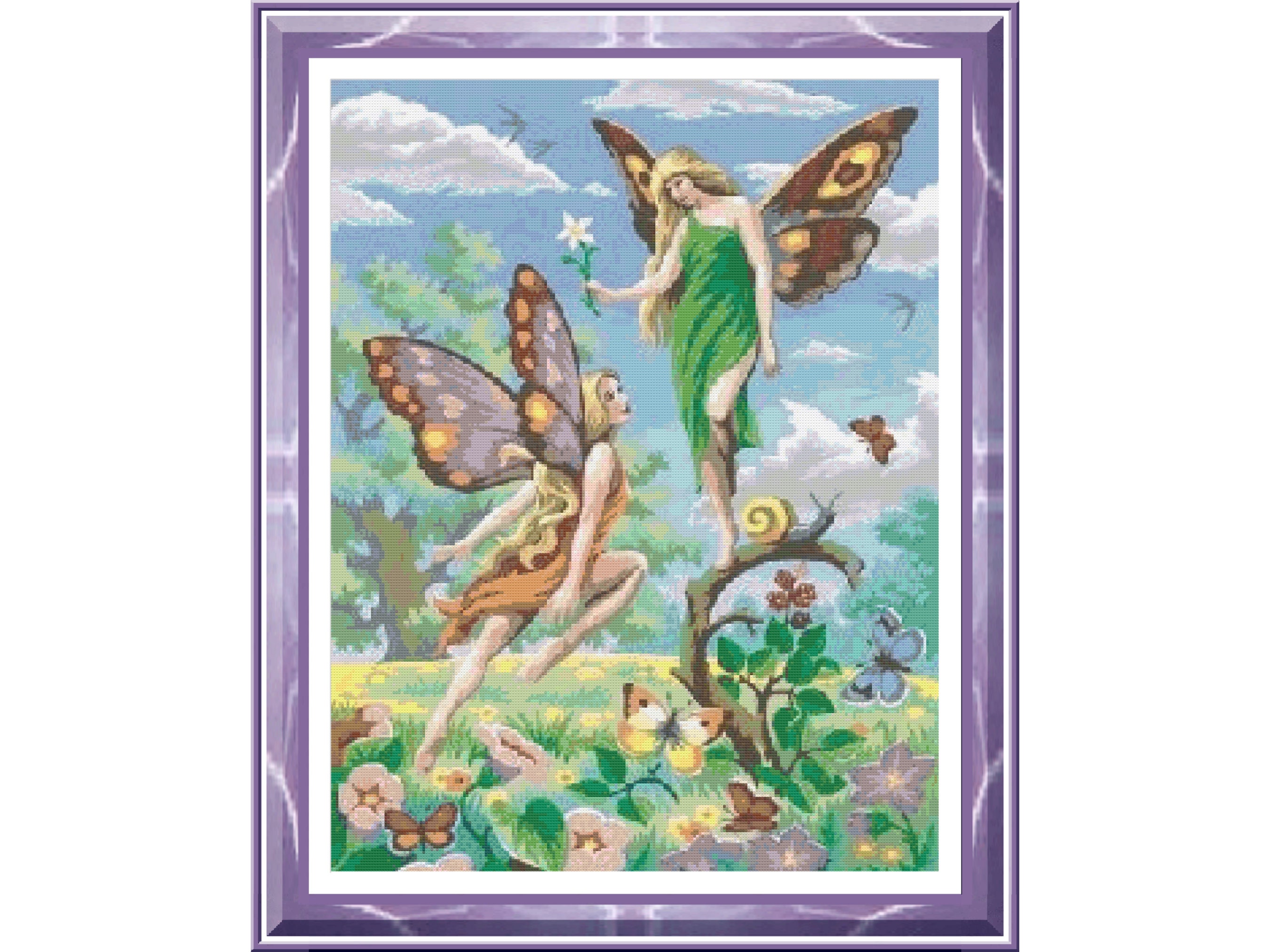 Butterfly Fairies Cross Stitch Pattern, Garden Cross Stitch, Full ...