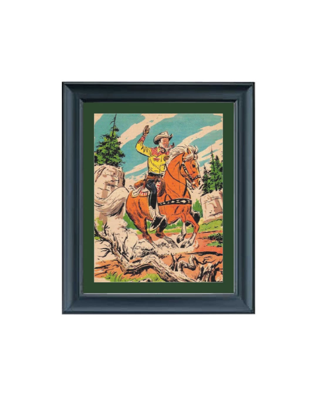 Vintage Cowboy Outlaw Cross Stitch Pattern, Full Coverage, Western ...