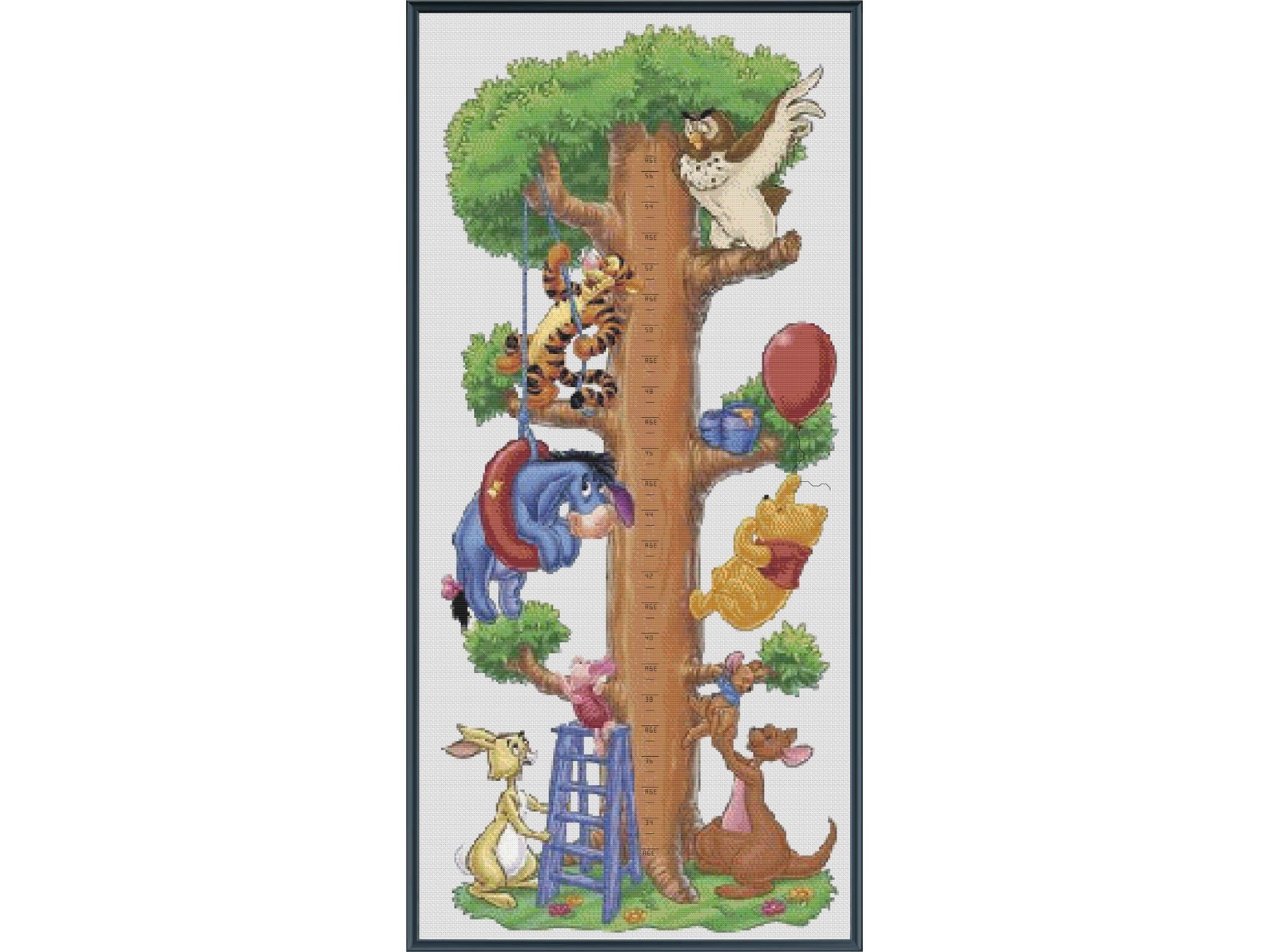 Child's Growth Chart Cross Stitch Pattern, Winnie the Pooh, Counted ...