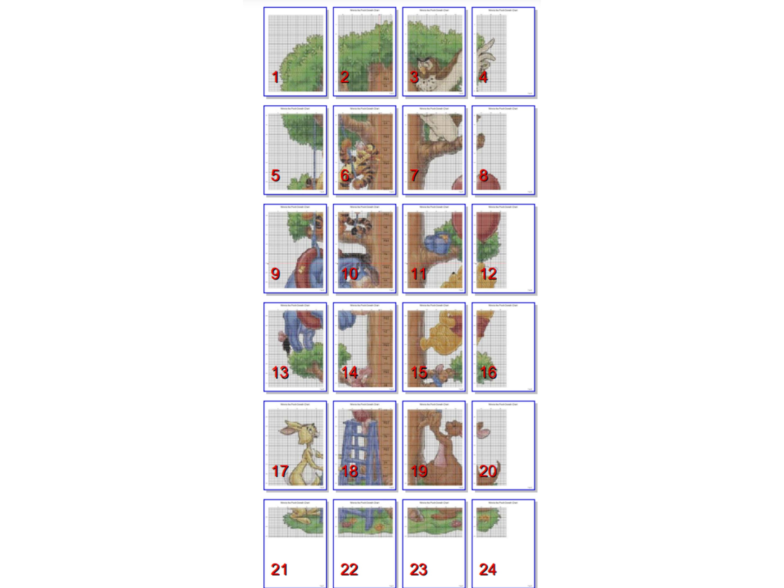 Child's Growth Chart Cross Stitch Pattern, Winnie the Pooh, Counted ...