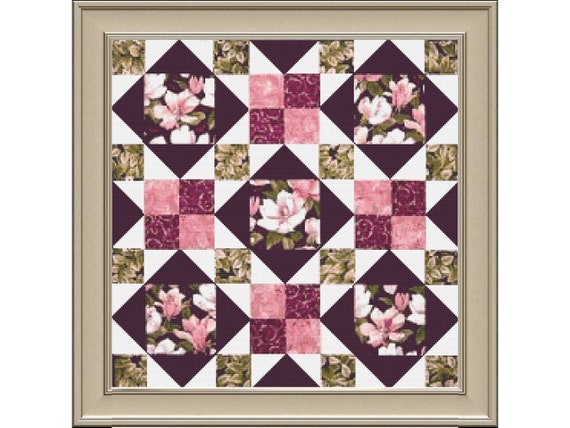 Cherry Blossom Quilt Block Cross Stitch Pattern Full - Etsy