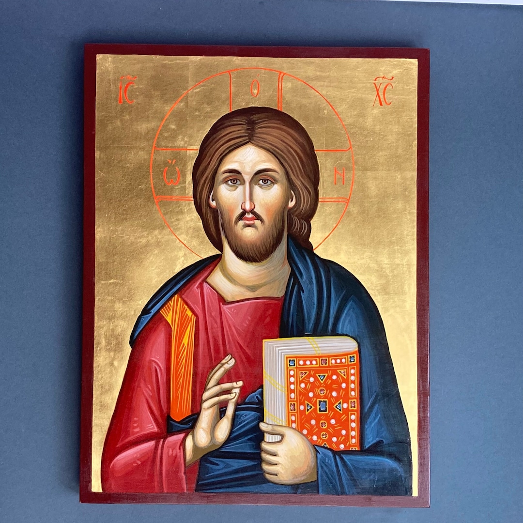 Jesus Christ Pantocrator, Byzantine Hand Painted Icon, Christian Icon ...