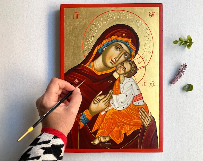 Virgin Mary Icon Theotokos Icon Hand Painted Orthodox Icon - Etsy
