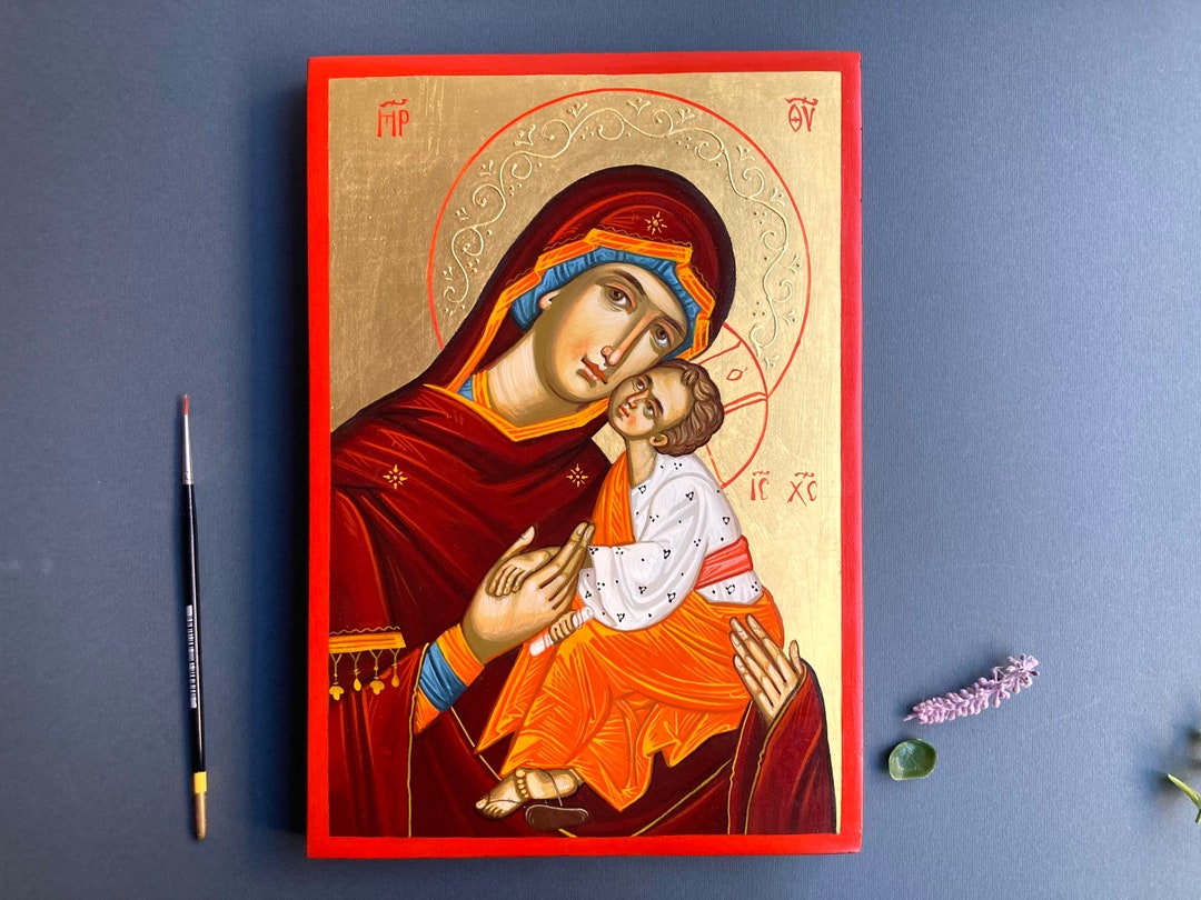 Virgin Mary Icon, Theotokos Icon, Hand Painted Orthodox Icon, Christian ...