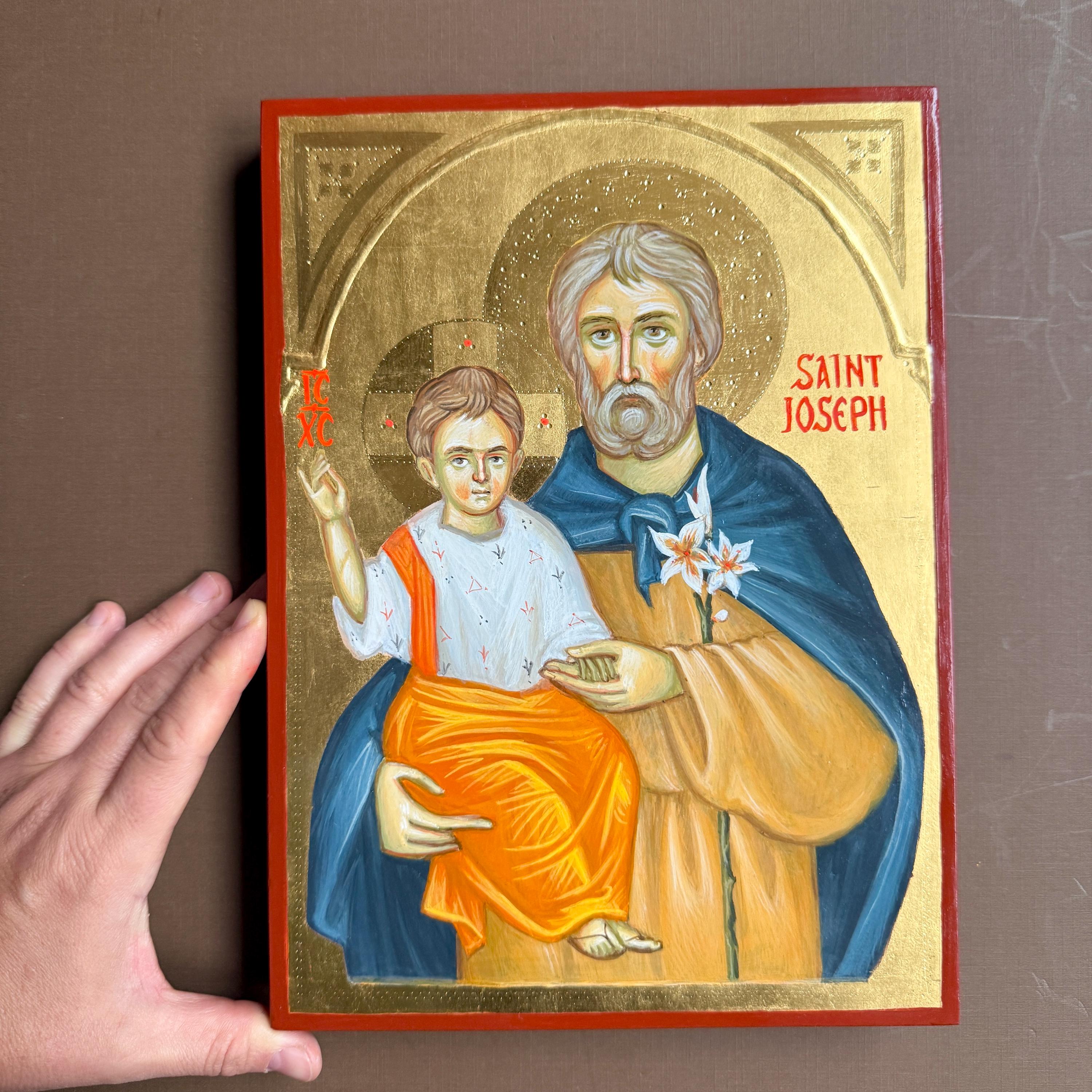 Hand-painted Saint Joseph Icon, Catholic Wall Art, Egg Tempera ...