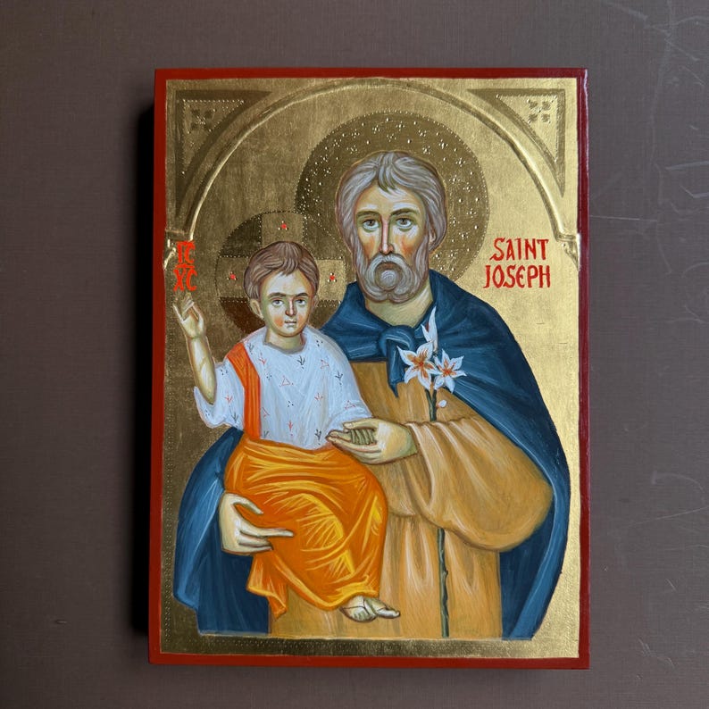 Hand-painted Saint Joseph Icon, Catholic Wall Art, Egg Tempera ...