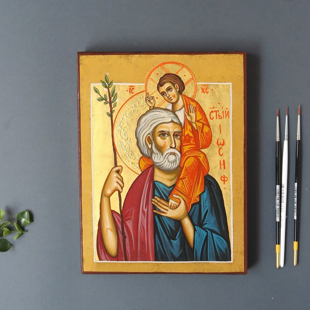 Orthodox Hand Painted Icon of Saint Joseph Byzantine Icon - Etsy