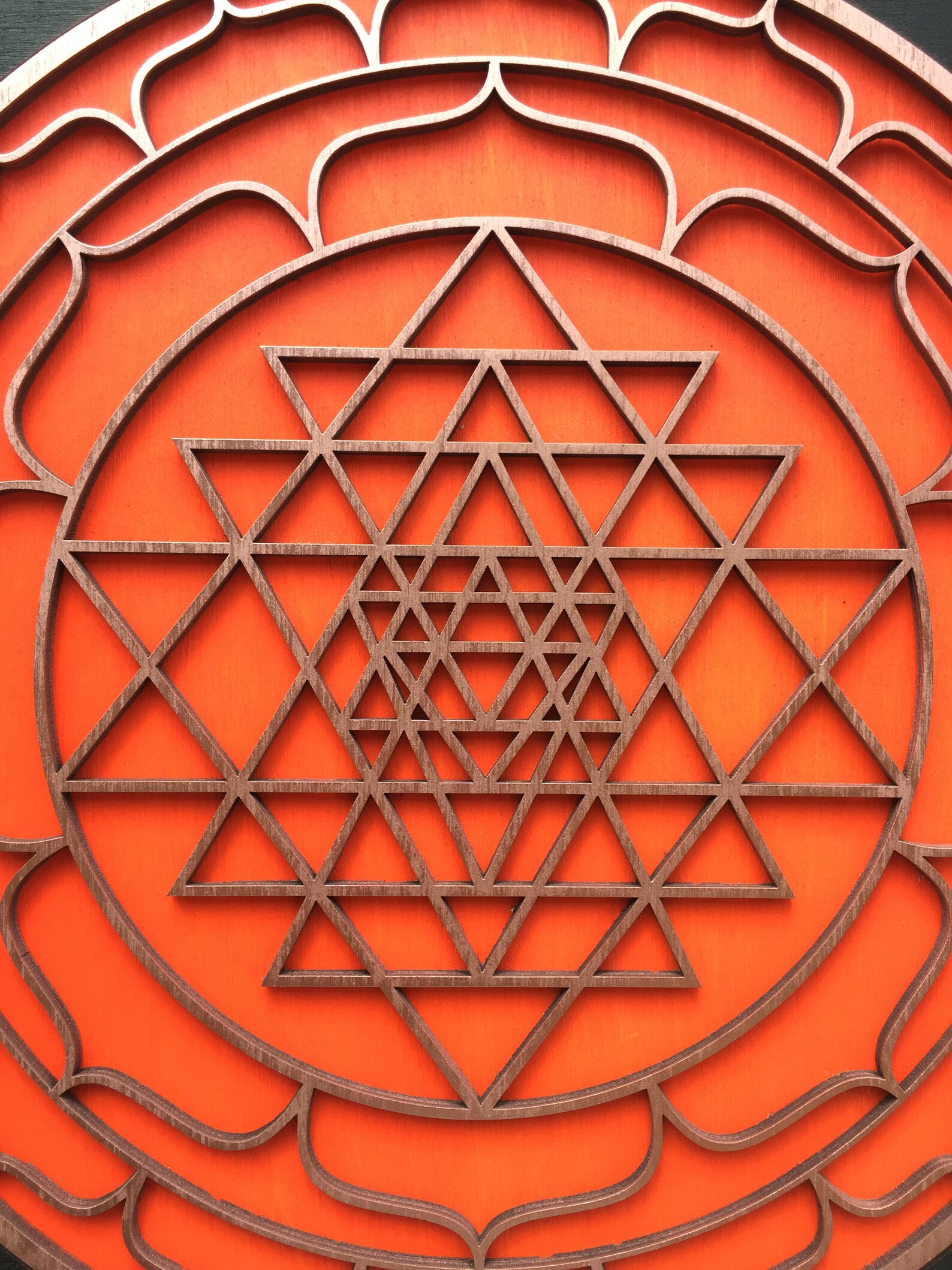 Orange Sri Yantra Wall Art Laser Cut Sacred Geometry Sri | Etsy