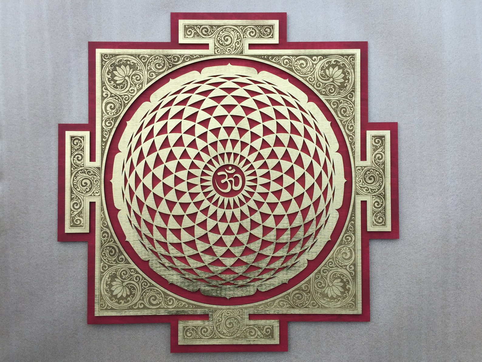 Torus Yantra , Om Yantra, Wood Torus Mandala, Wooden Geometric Sacred ...