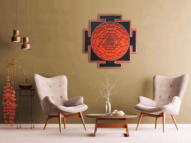 Orange Sri Yantra Wall Art Laser Cut Sacred Geometry Sri | Etsy