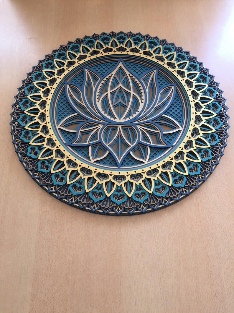 Lotus Flower Mandala Colored Mandala Multilayer Mandala - Etsy