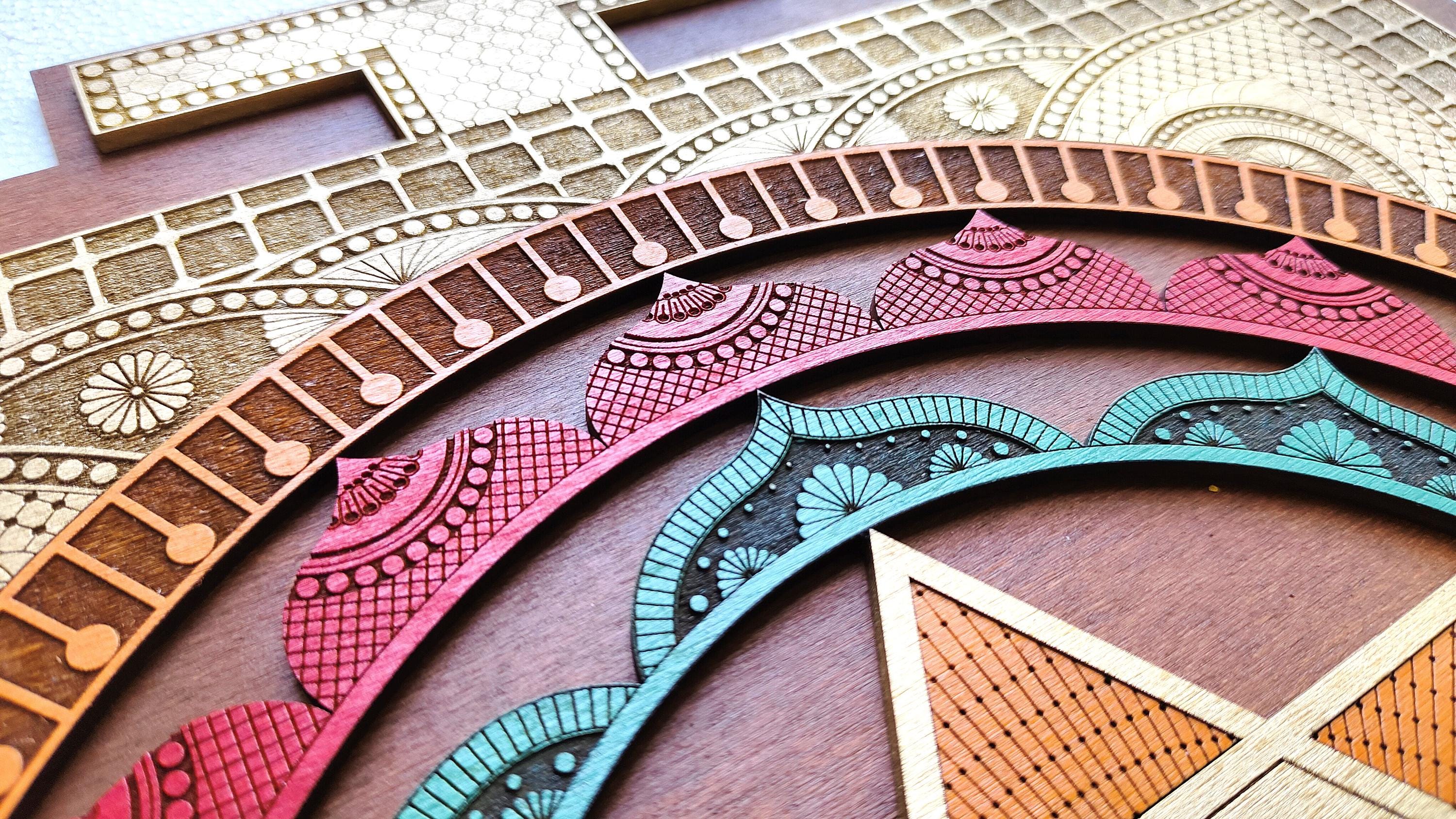 Sudarshana Yantra Wall Art | Sacred Geometry Wood Decor, Vishnu Chakra ...