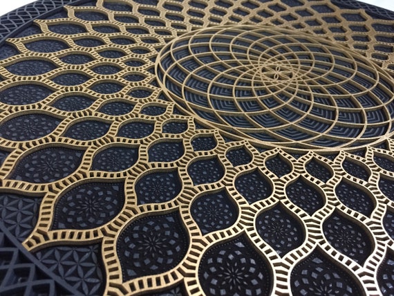 Geometric Wood Wall Art Sacred Geometry Multilayer Wood - Etsy